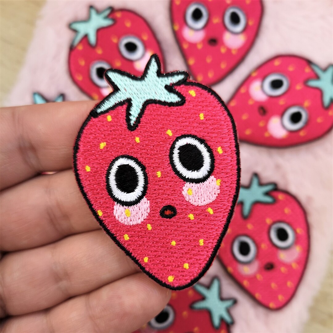 Iron on Embroidered Shy Stawberry Patch - Blushing Fruit Patch - Cute ...