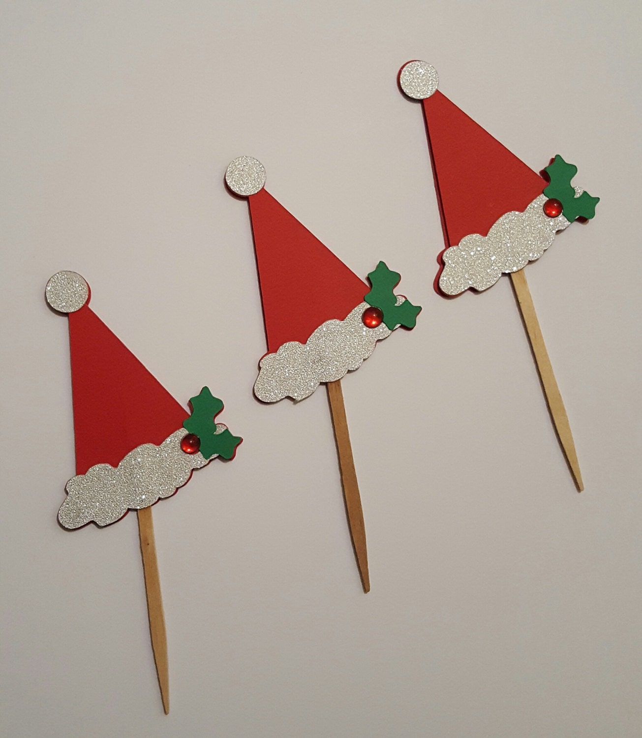 Santa Hat Cake & Cupcake Toppers Santa's Stocking Cap Christmas Topper ...