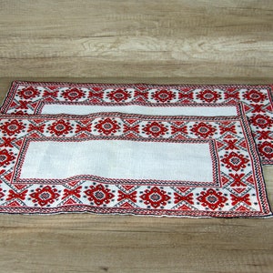 Red Hand Embroidered Table Runner, Ukrainian Gift Idea - Needlepoint ...
