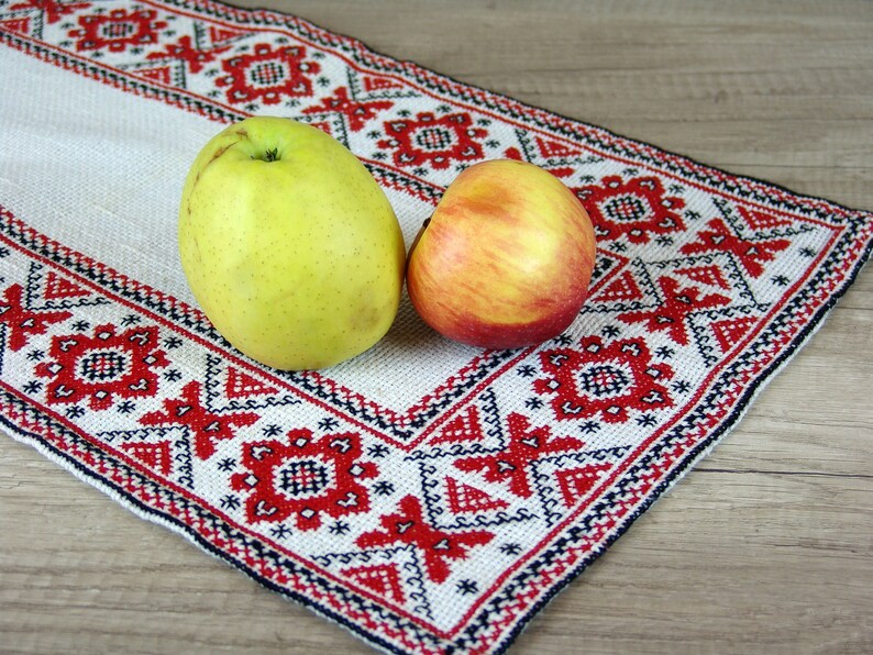 Red Hand Embroidered Table Runner, Ukrainian Gift Idea - Needlepoint ...
