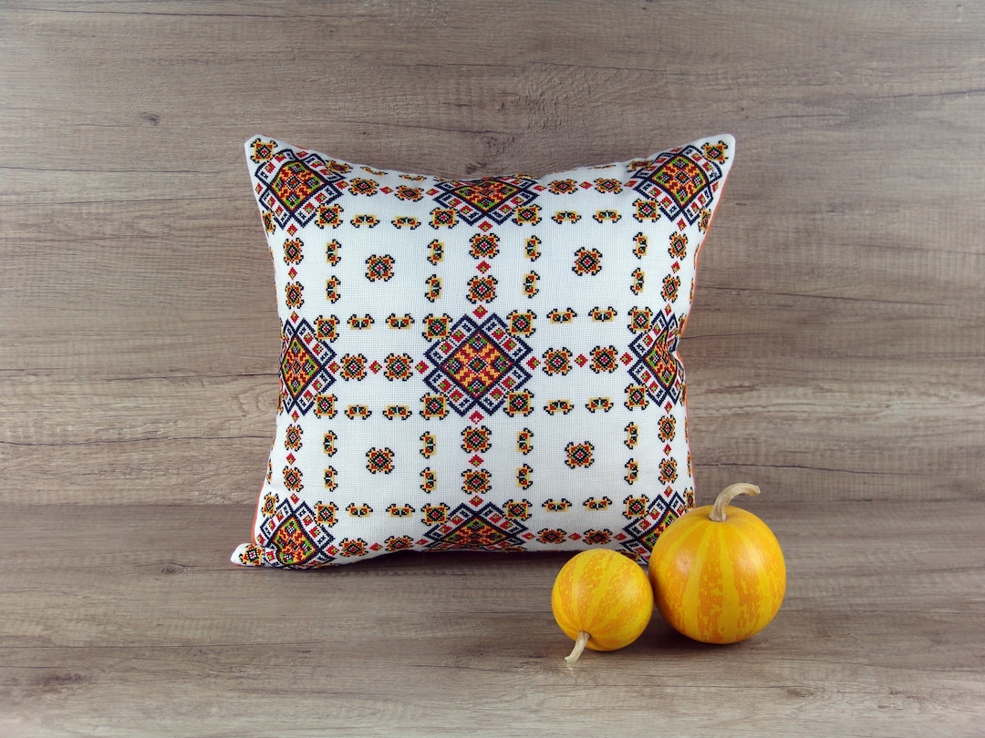 Ukrainian Cross Stitch Hand Embroidery PILLOW COVER, Cross Stitch Retro ...