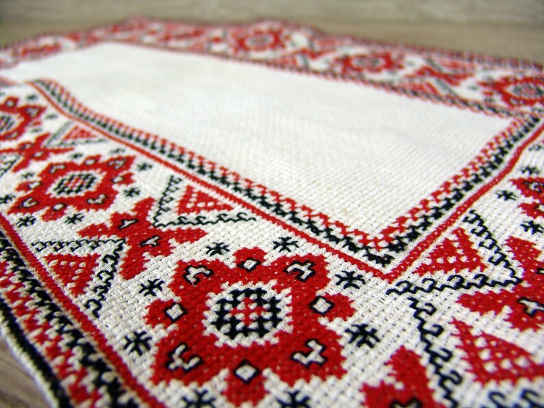 Red Hand Embroidered Table Runner, Ukrainian Gift Idea - Needlepoint ...
