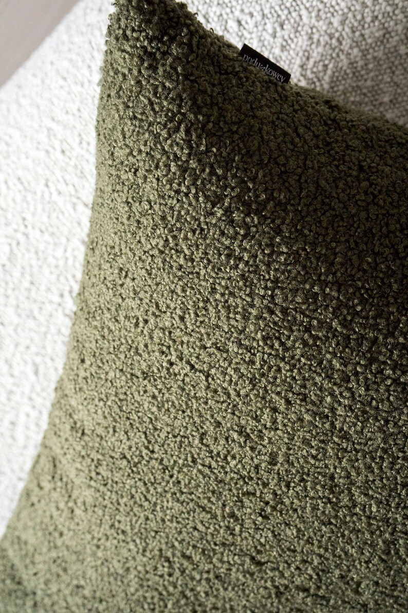 Green Boucle Pillow COZY Big Green Teddy Pillow Dark Green | Etsy