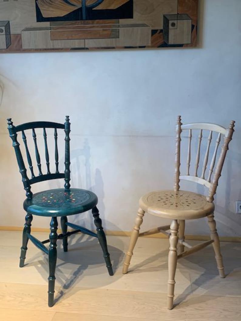 Wooden Dining Chair, Vintage Cottage Chair, Chic Farmhouse, Rustic ...