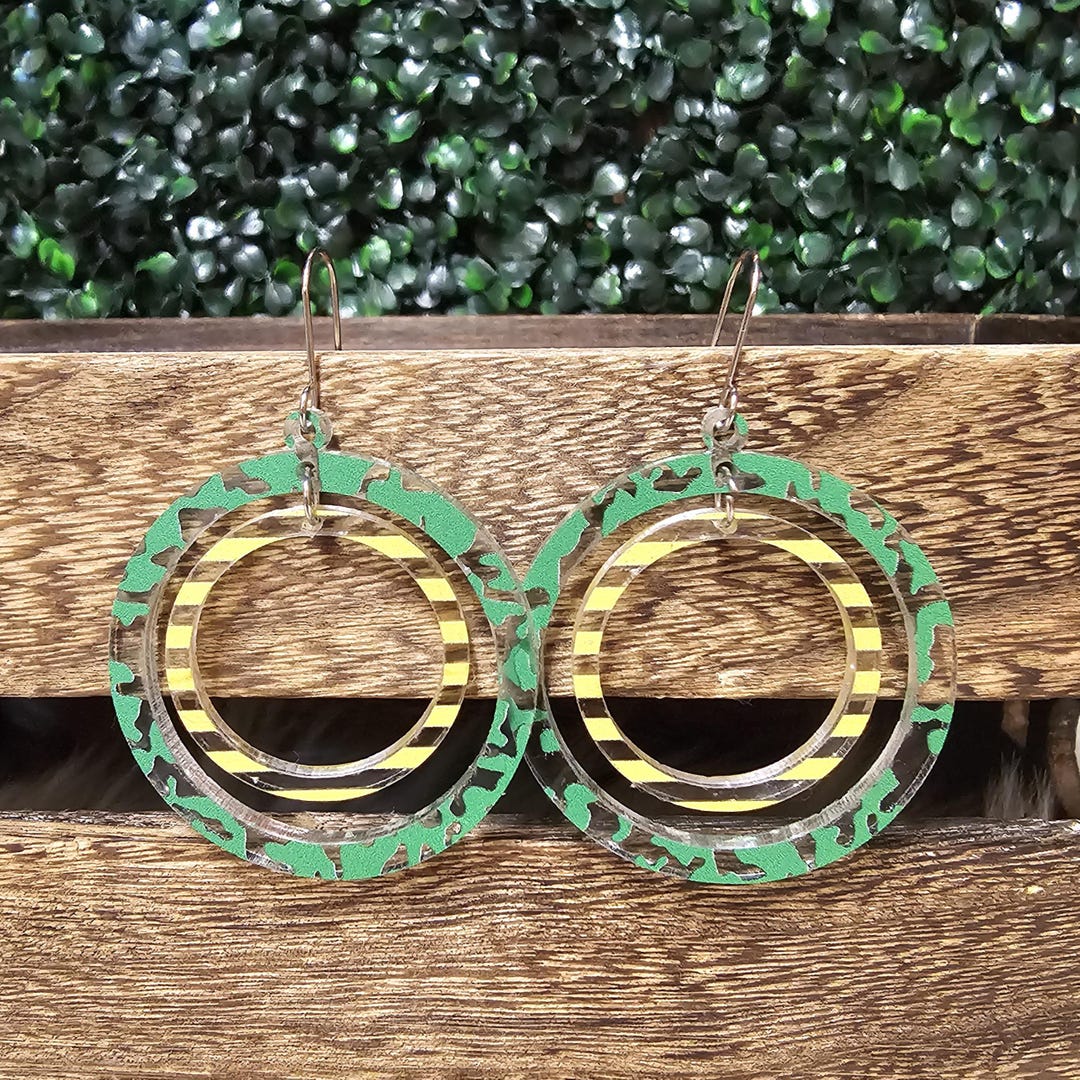 Hoop Earrings-packers-team Pride-green and Yellow Earrings-go Team-go ...