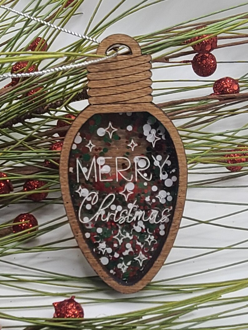 Merry Christmas-ornament-christmas Light Ornament-glitter Filled Shaker ...