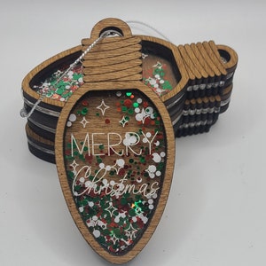 Merry Christmas-ornament-christmas Light Ornament-glitter Filled Shaker ...