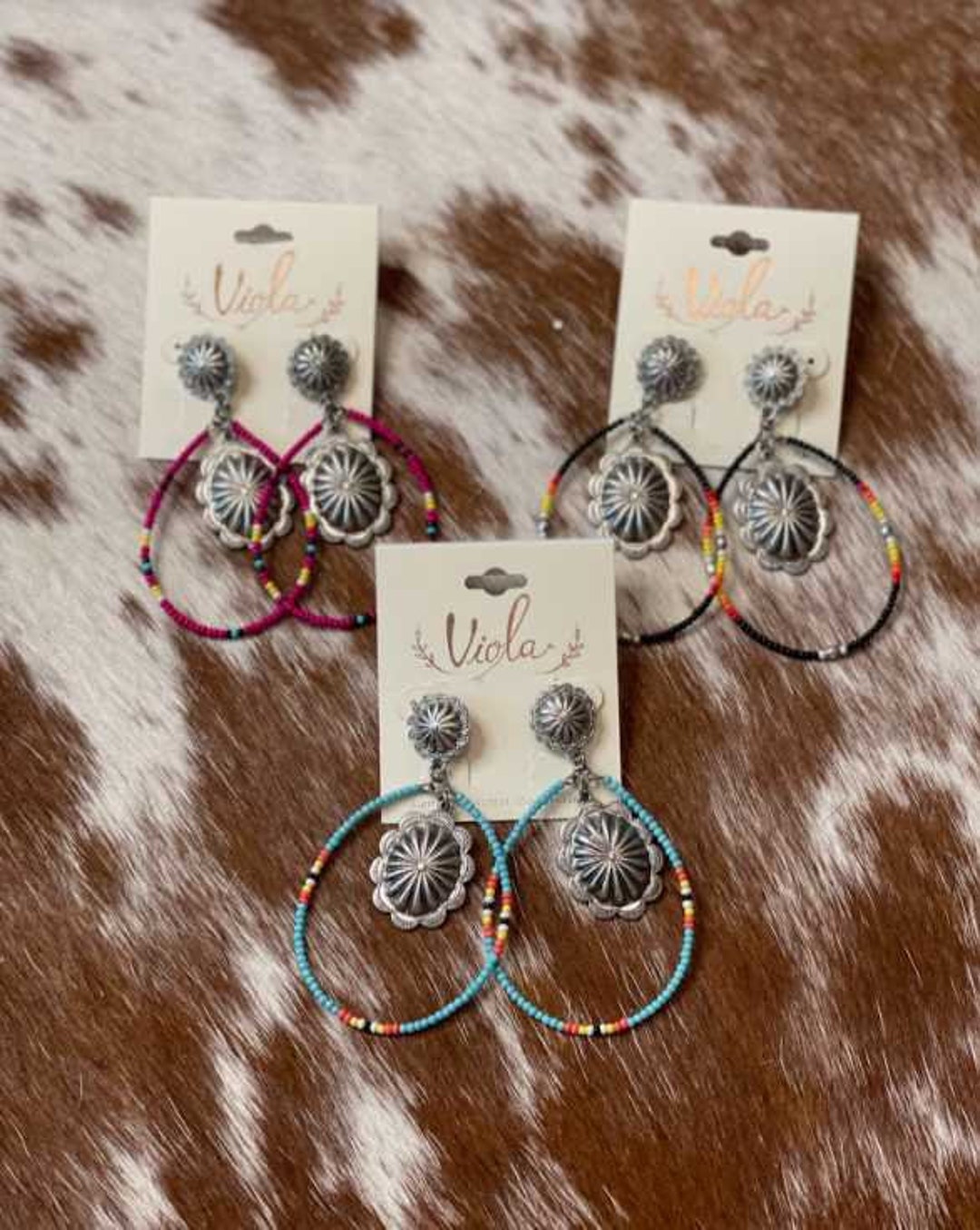 Beaded Concho Earrings - Etsy