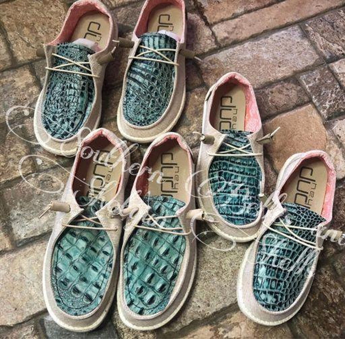 Turquoise Gator Hey Dudes - Etsy