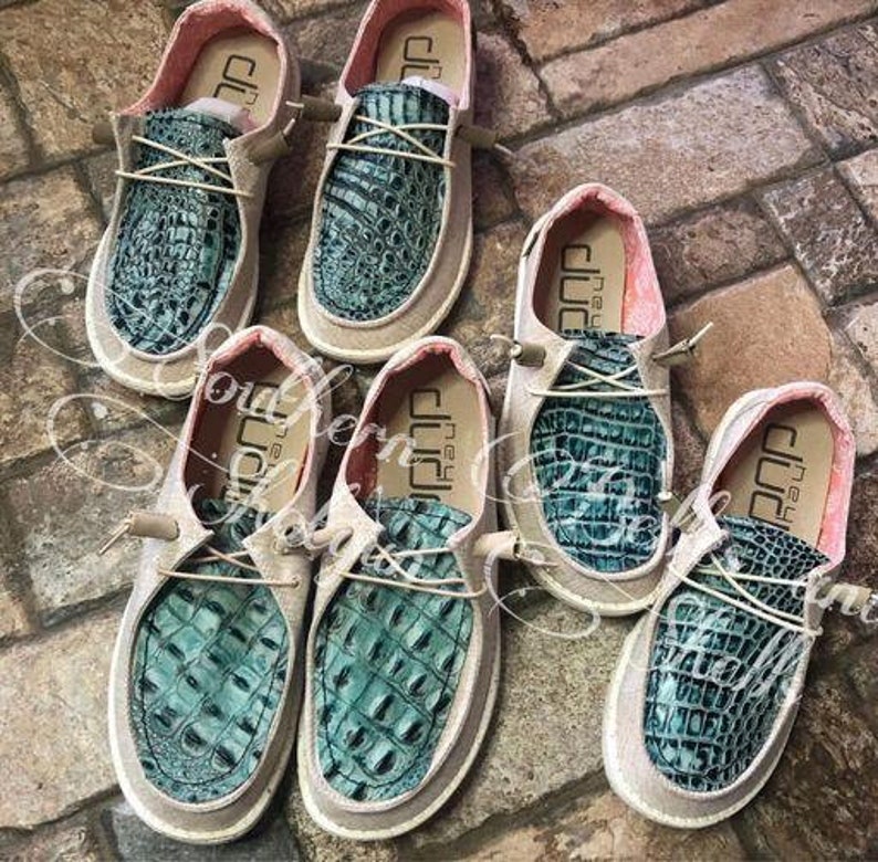 Turquoise Gator Hey Dudes - Etsy
