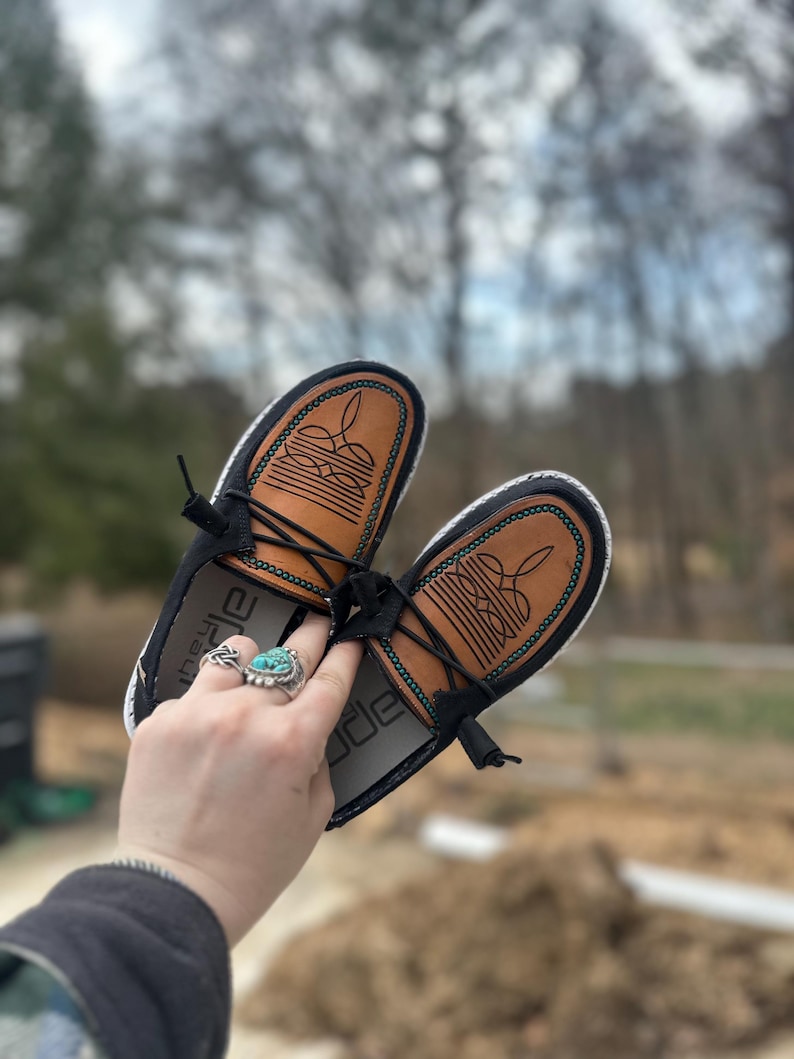 Custom Leather Boot Stitch Hey Dudes - Etsy