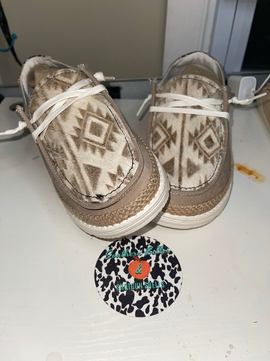 Cowhide Aztec Hey Dudes, in Stock and Ready to Ship - Etsy