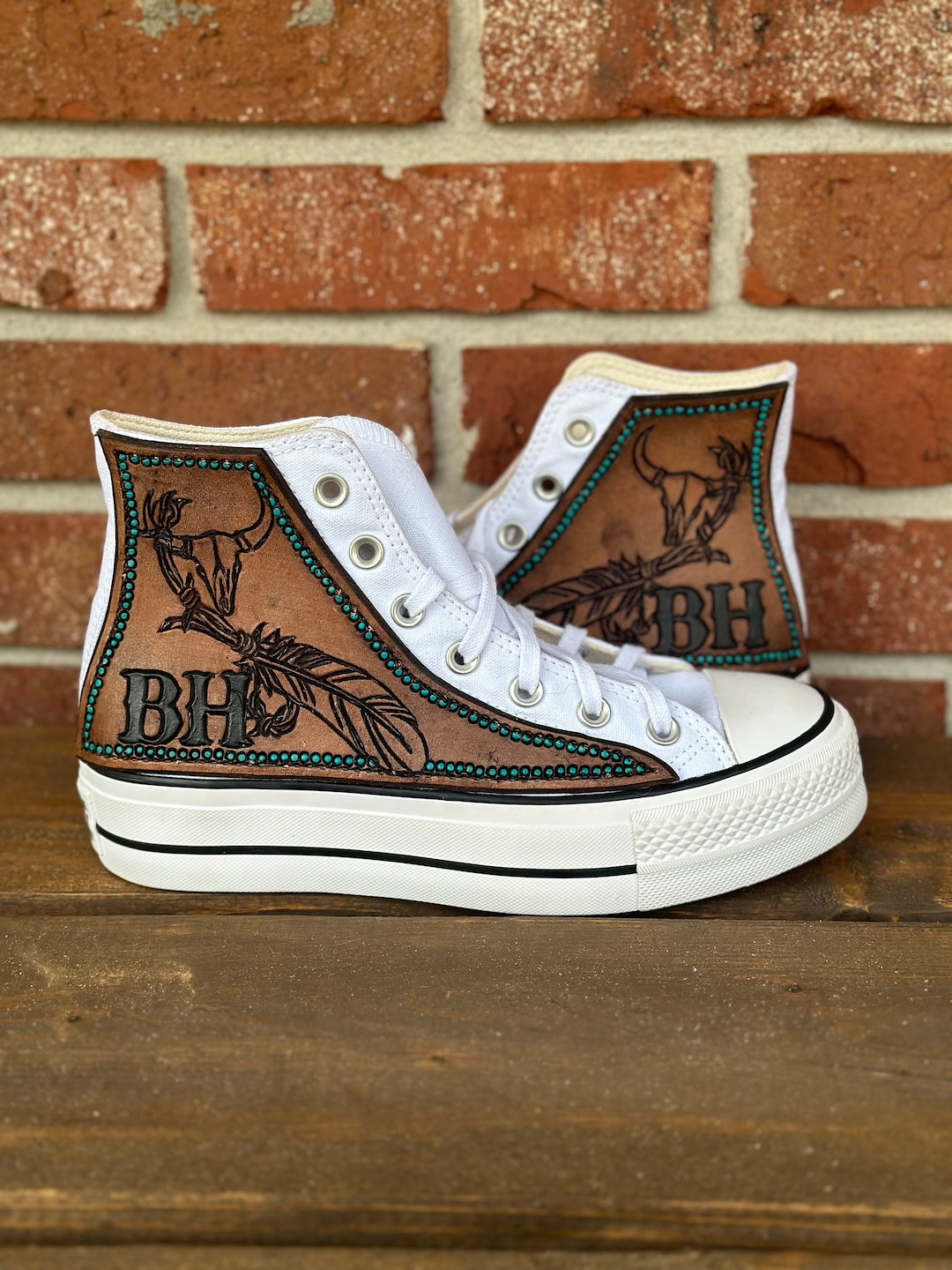 Custom Leather Tooled Converse Mock up Deposit - Etsy