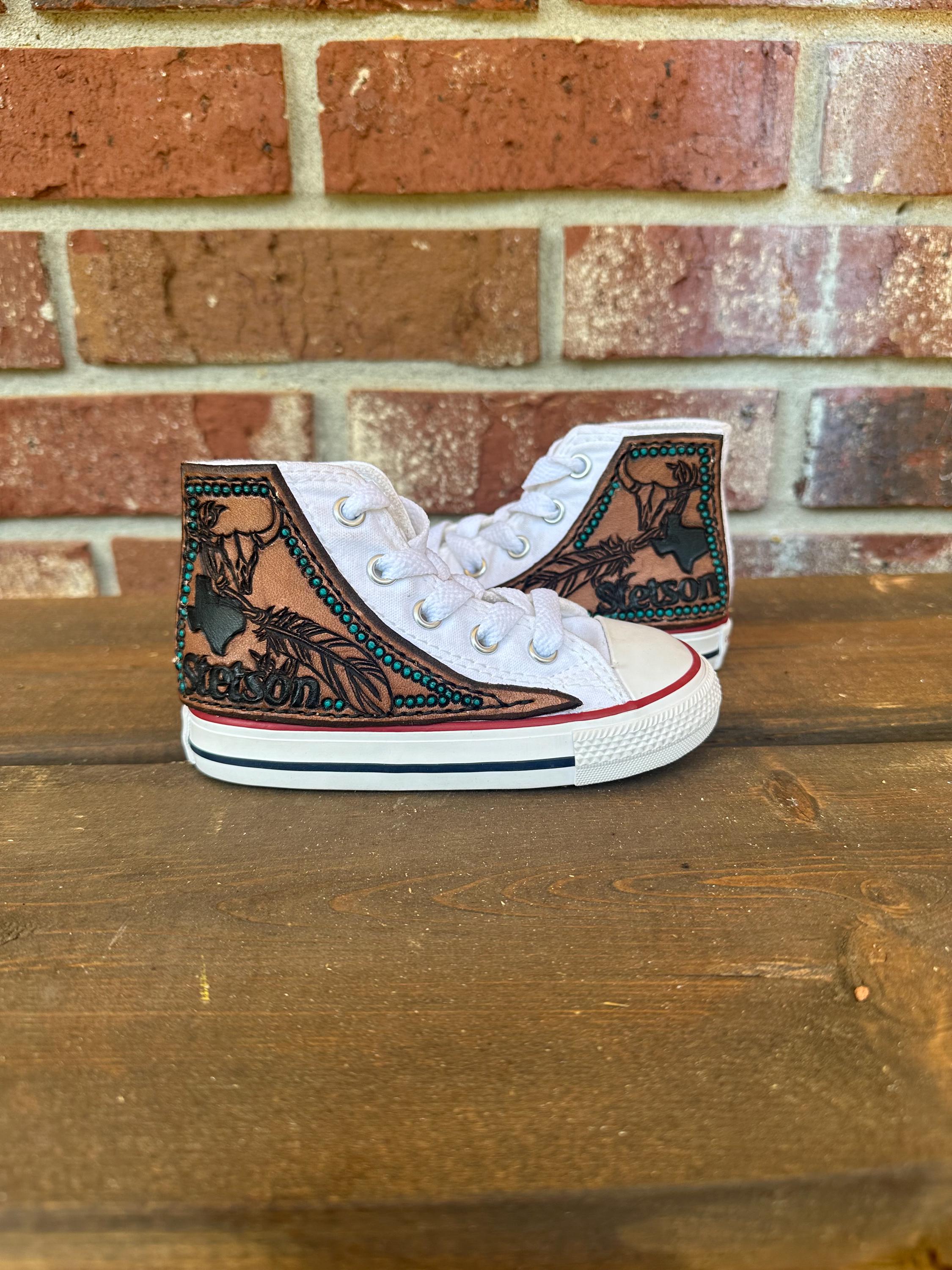 Custom Leather Tooled Converse Mock up Deposit - Etsy