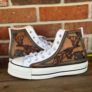 Custom Leather Tooled Converse Mock up Deposit - Etsy