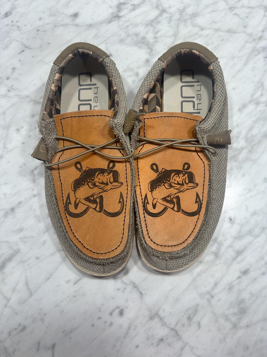 Ready to Ship Mens Bass Fishing Customized Leather Hey Dudes - Etsy