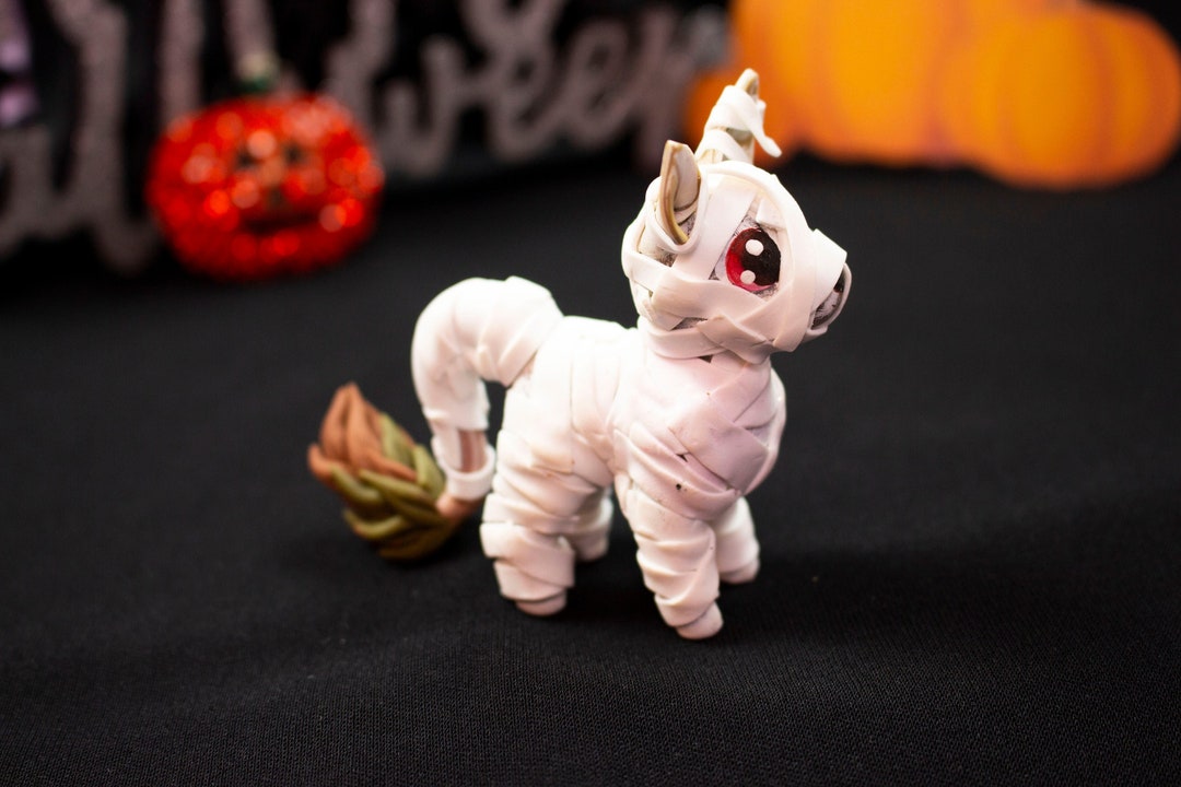 Polymer Clay Mummy Pony Sculpture | Halloween Clay Creature | Mummy ...