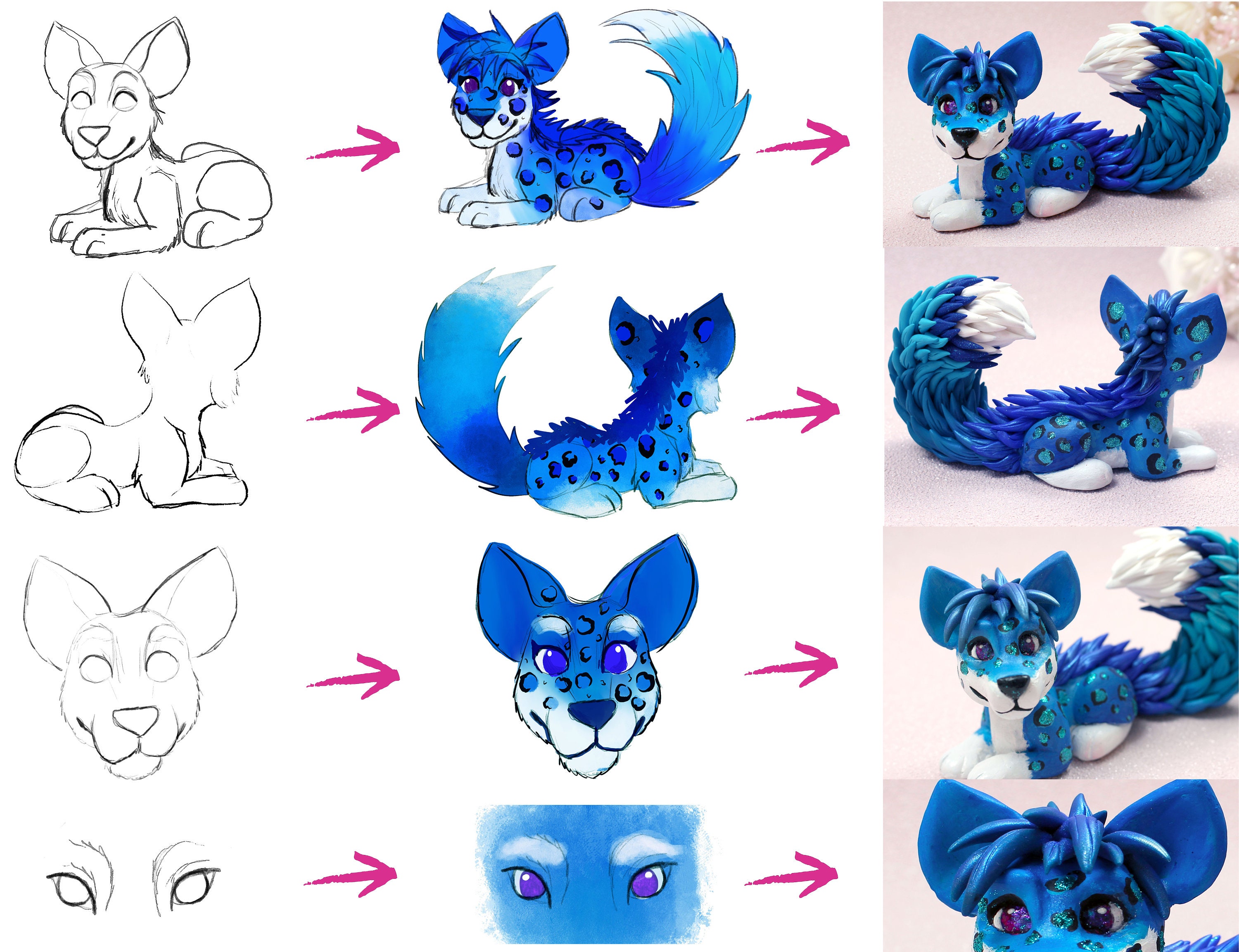 Design Your Own Wolf Sculpture Polymer Clay Wolf Sculpture Custom Wolf ...