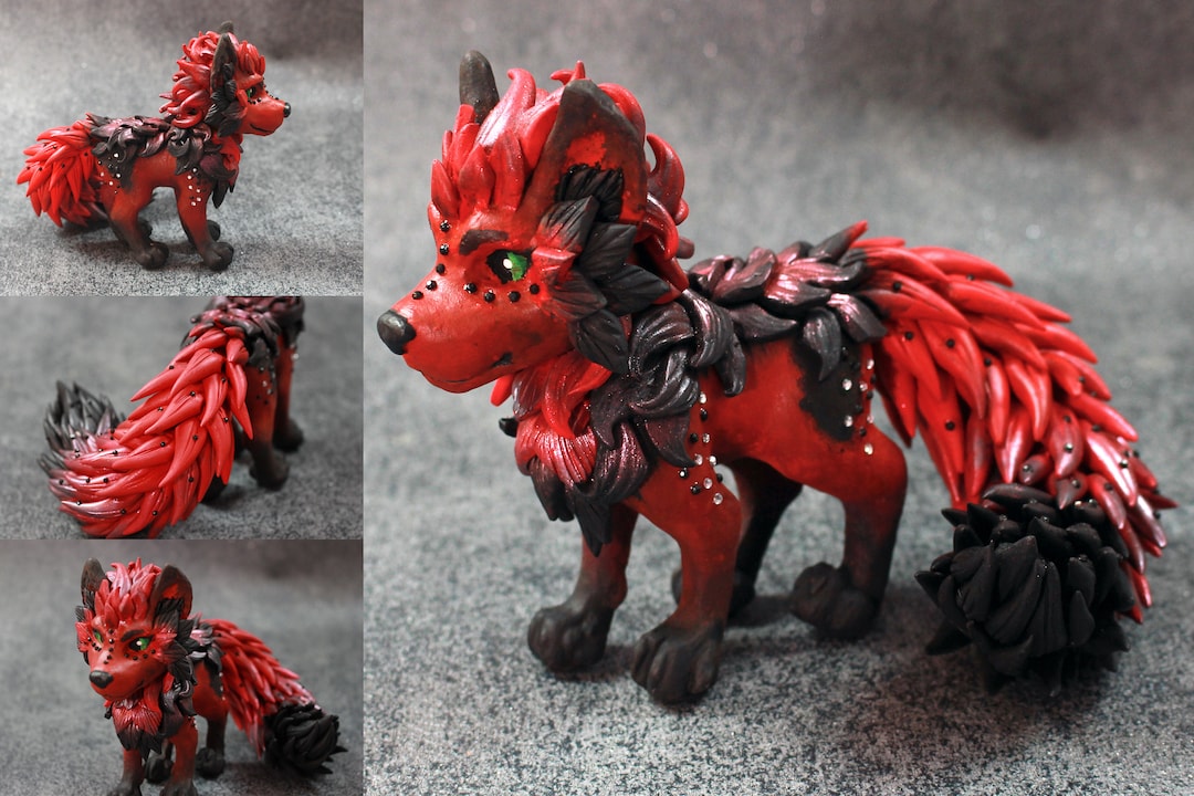 Custom Wolf Sculpture | Large Polymer Clay Wolf Sculpture | Custom Wolf ...