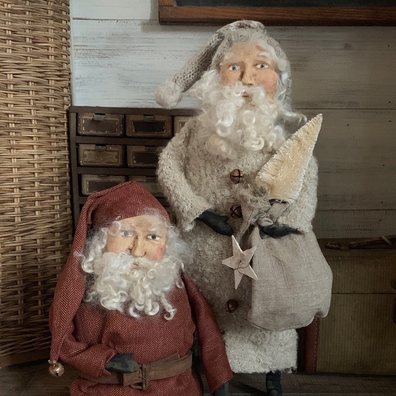 Primitive Clay Face Santa Dolls - Etsy