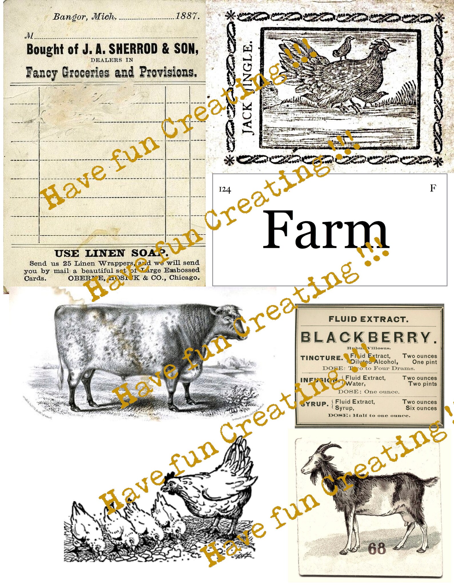 Farm Variety Printable Graphics - Instant Download - 2 Pages - Etsy