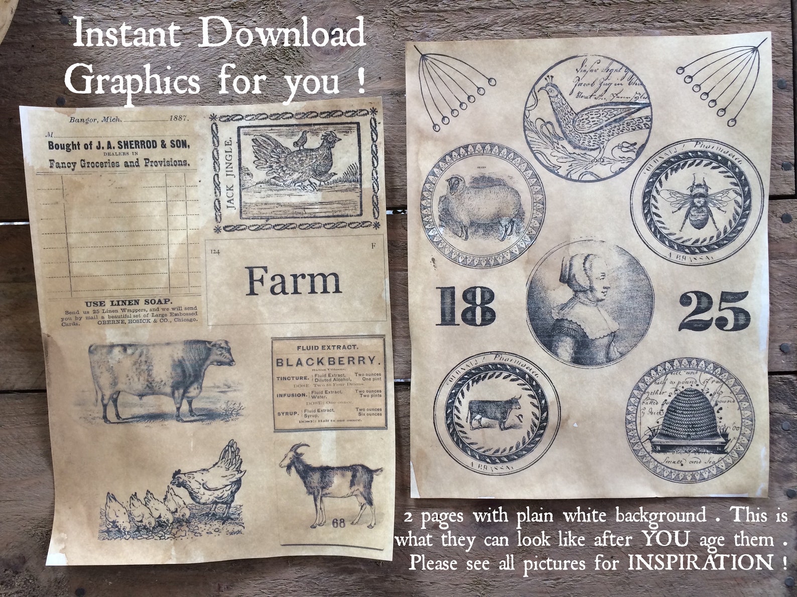 Farm Variety Printable Graphics - Instant Download - 2 Pages - Etsy