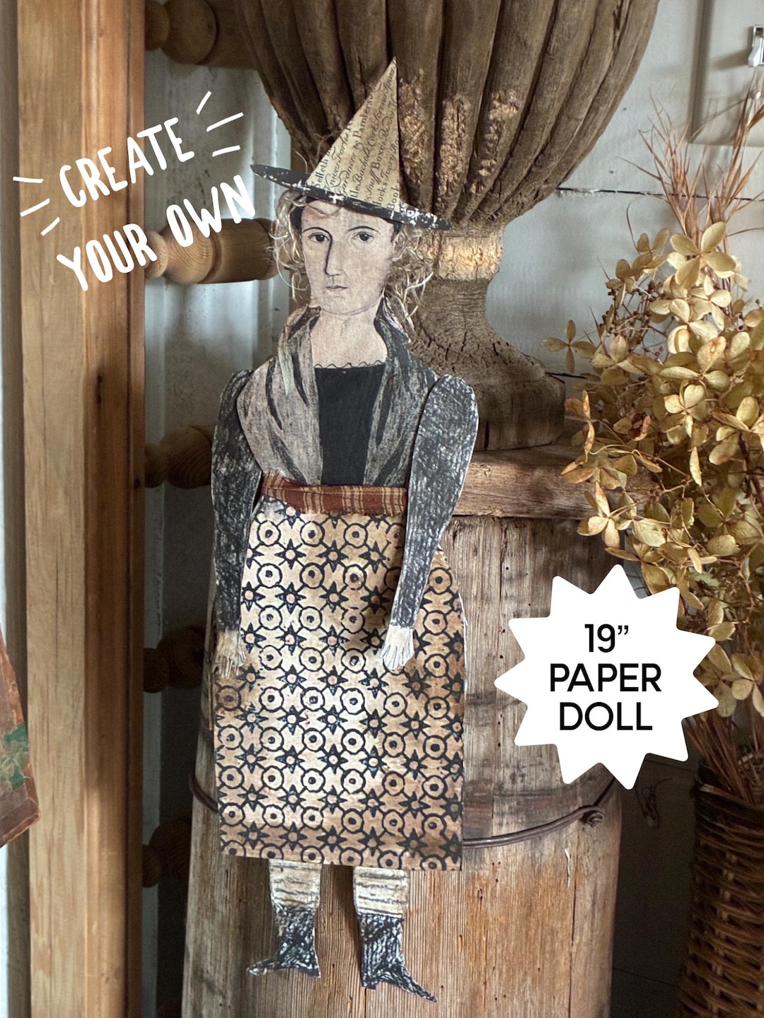 Large Tilda Paper Doll/witch - Instant Download - Make Your Own - Etsy