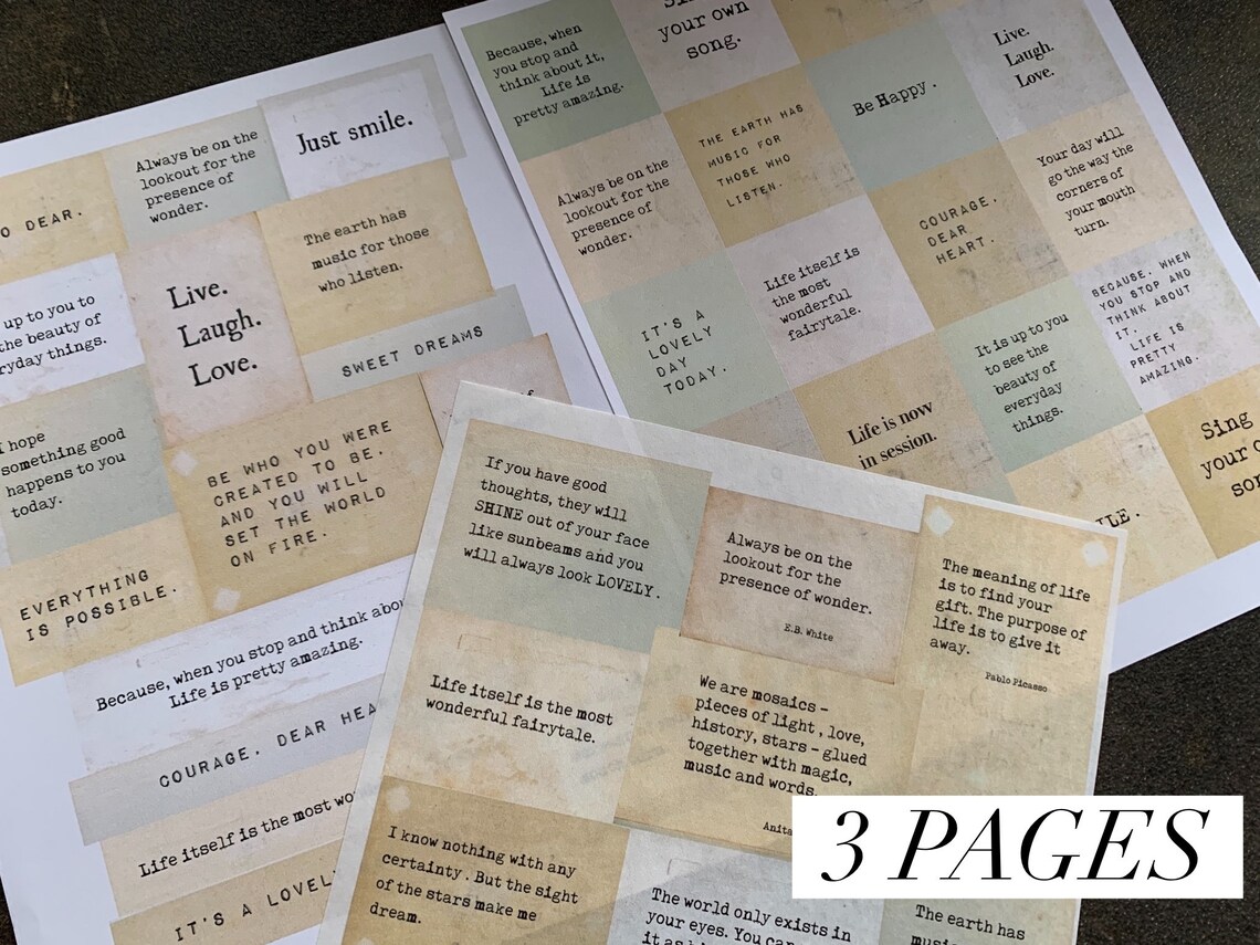 Quote Notes Printable Set - Instant Download - PDF - Etsy