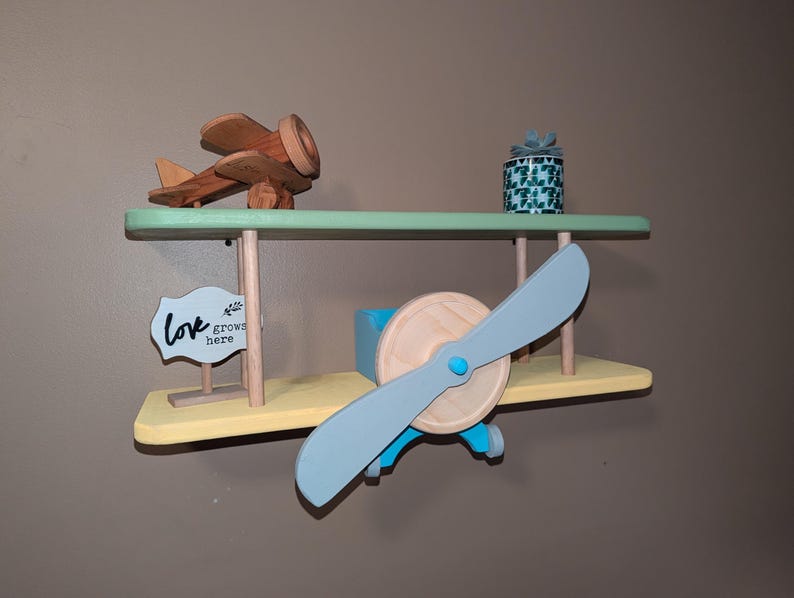 Custom Bi-plane Shelf, Plane Shelf, Toy Shelf, Airplane Shelf for Boys ...