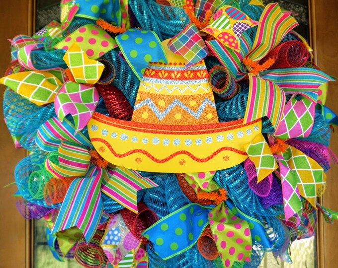 Fiesta Wreath Cinco De Mayo Wreath Birthday Deco Mesh - Etsy