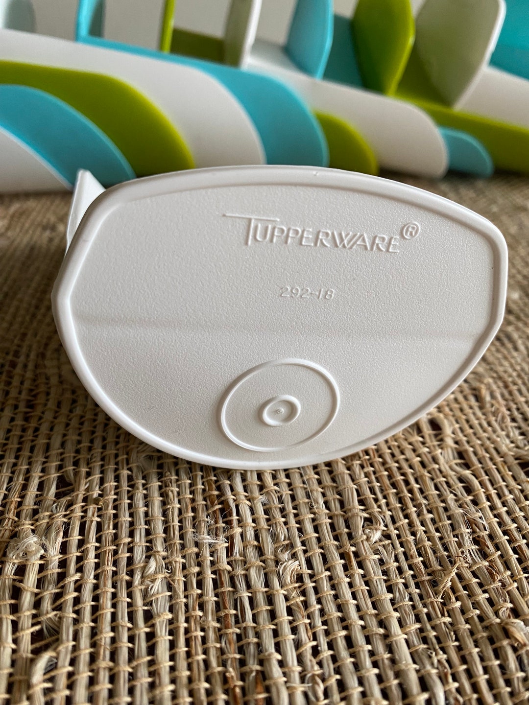 Tupperware 292-18, -16, -15 White, Blue and Green Rocker Flour Sugar ...