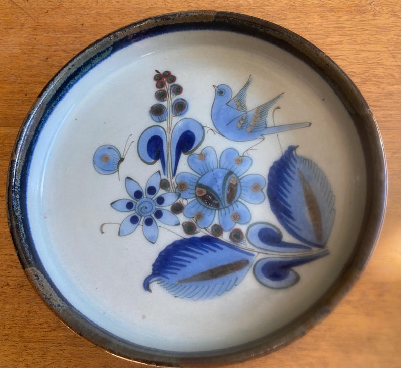 Vintage Ken Edwards Tonala Blue Bird and Butterfly Butterflies Mexican ...
