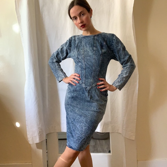 Acid wash denim dress - Gem