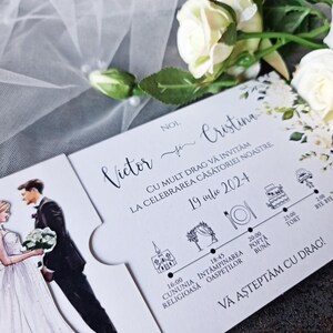 Sliding Wedding Invitation With Bride and Groom. Slideng Bride ...
