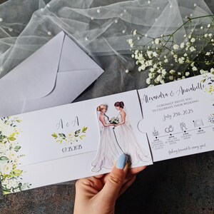Sliding Wedding Invitation With Bride and Groom. Slideng Bride ...