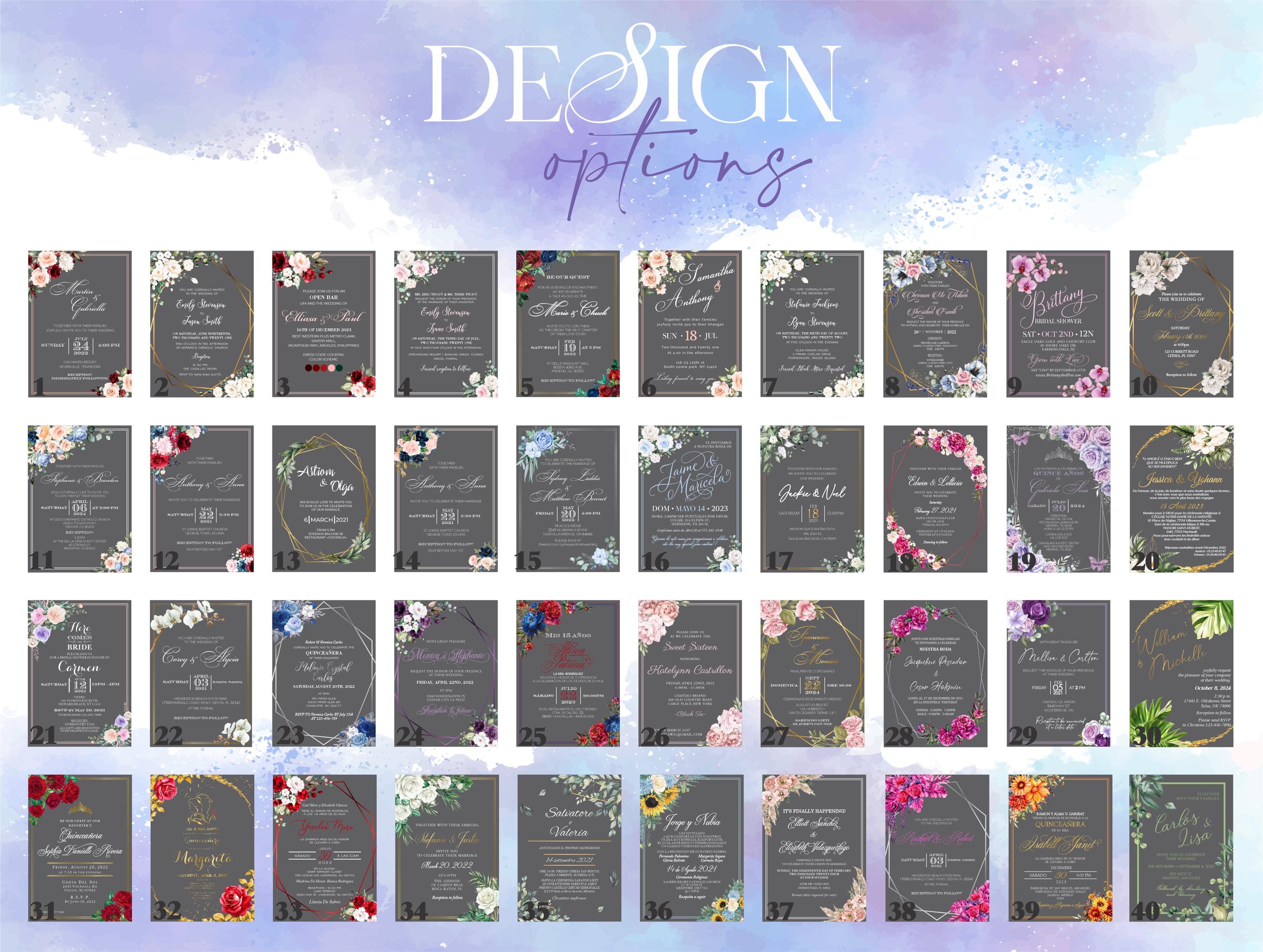 Wedding Acrylic Invitations With Purple Roses Design and Purple ...