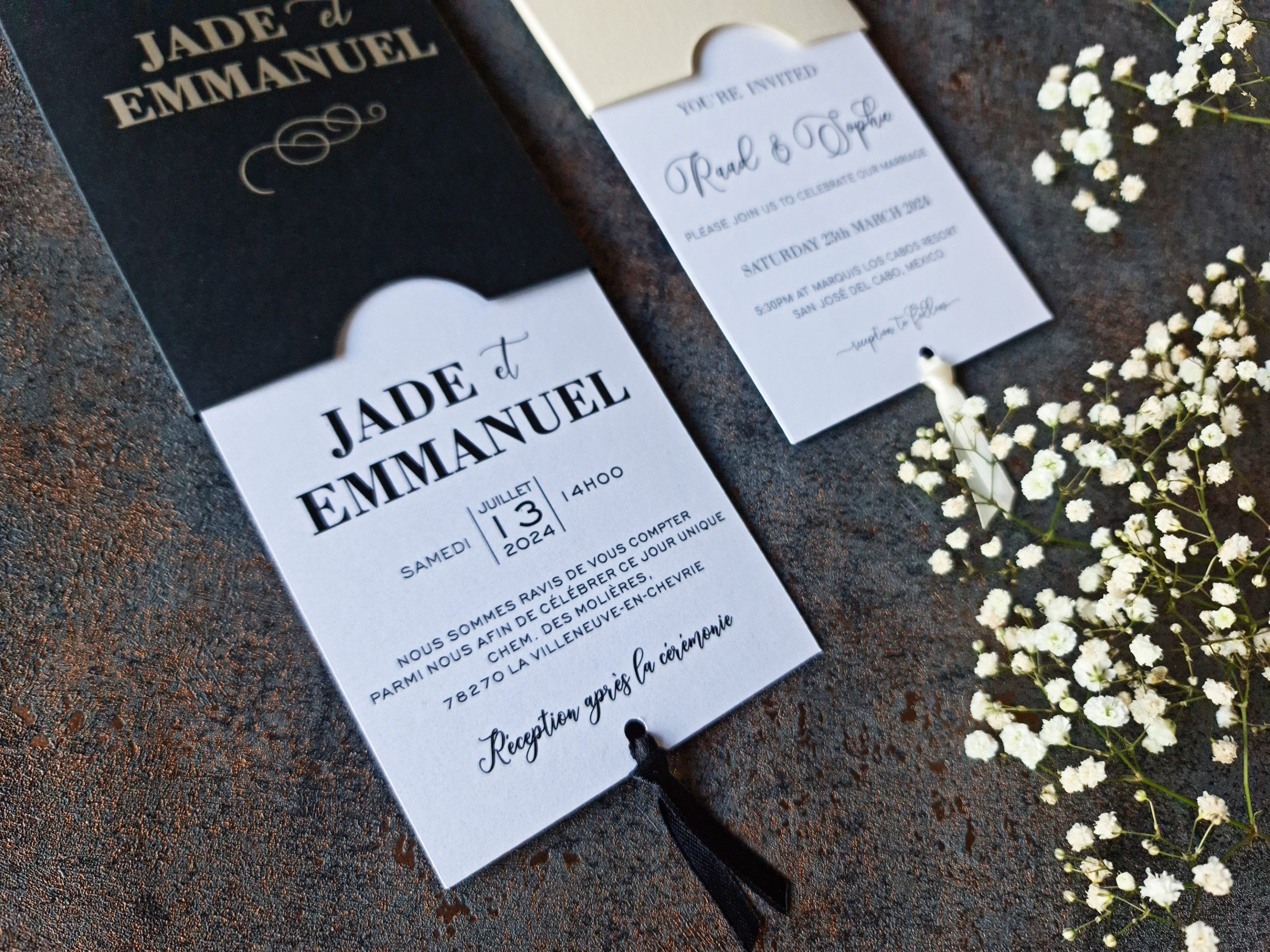 Slideup Wedding Invitation With Photo. Gold or Silver Foil Printed ...