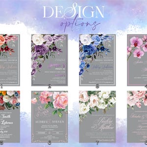 Wedding Acrylic Invitations With Purple Roses Design and Purple ...