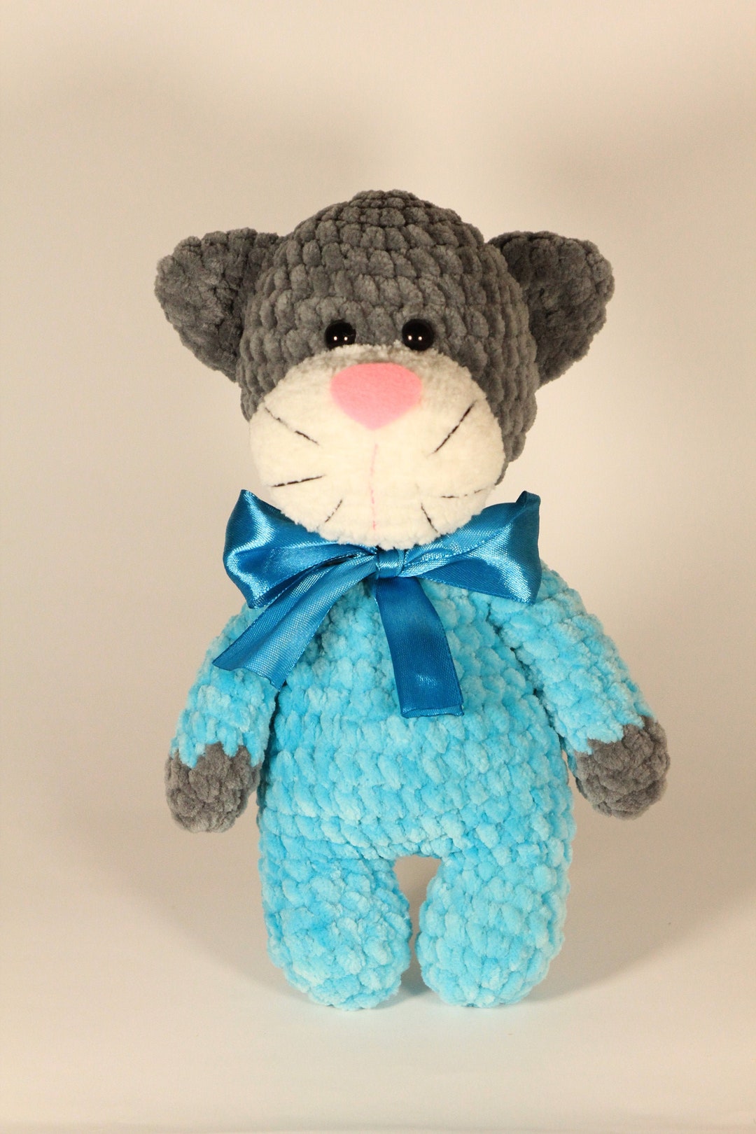 Plushie Cat in Blue Overall Hand Made Toy - Etsy