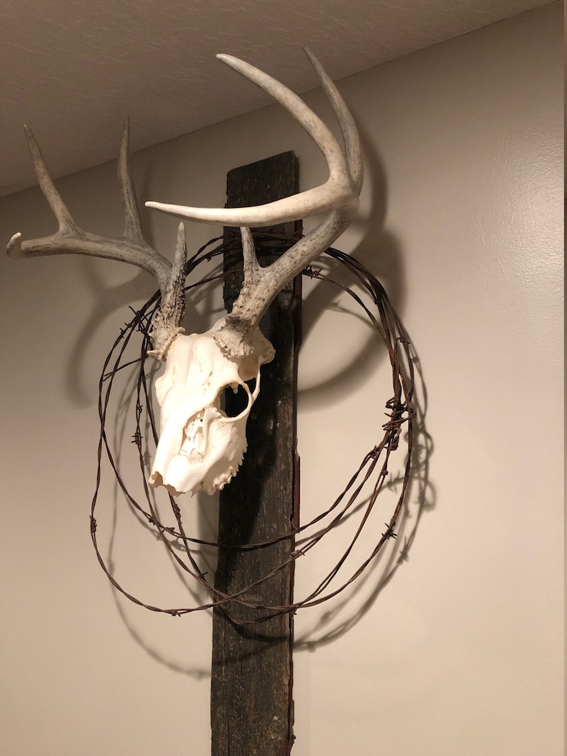 Antler Rack Decoration W/ Barn Wood & Barbed Wire- CUSTOM- Rustic - Etsy