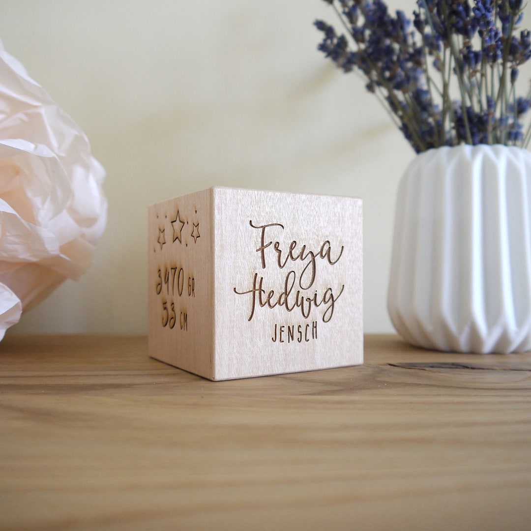 Engraved Wooden Cube Gift for Birth & Baptism - Etsy