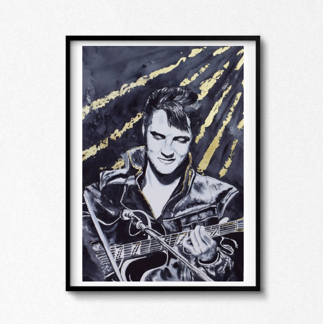 Elvis Presley Watercolor Painting Portrait Fine Art Print Glicee Poster ...