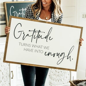 Gratitude Turns Into Enough Wooden Wall Art Sign - Etsy