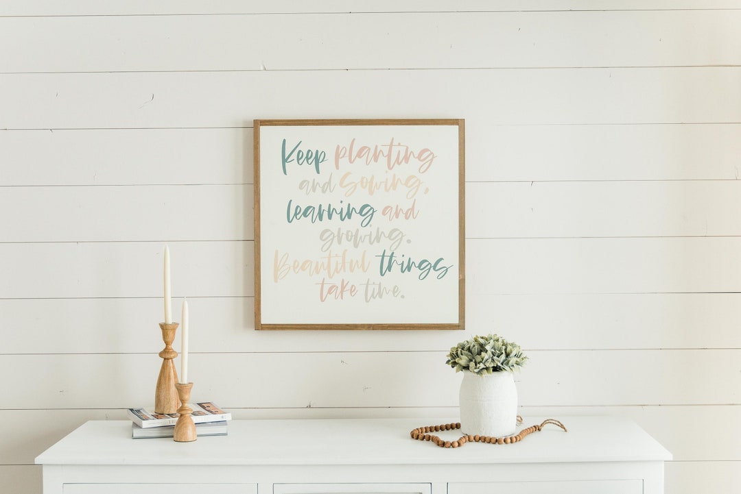 Keep Planting and Sowing Wooden Wall Art Sign - Etsy UK