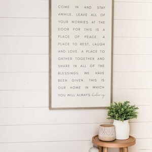 Welcome, Stay Awhile Wooden Wall Art Sign - Etsy