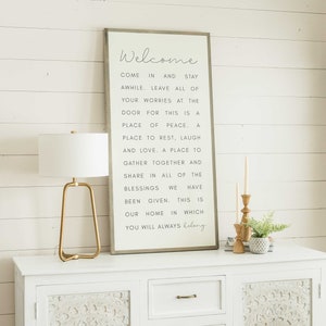 Welcome, Stay Awhile Wooden Wall Art Sign - Etsy