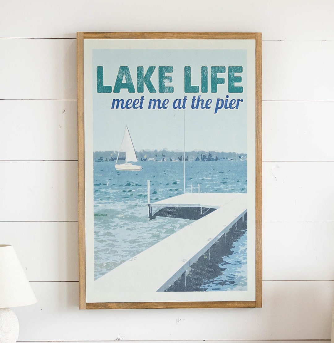 Lake Life Vintage Poster Wooden Wall Art Sign - Etsy