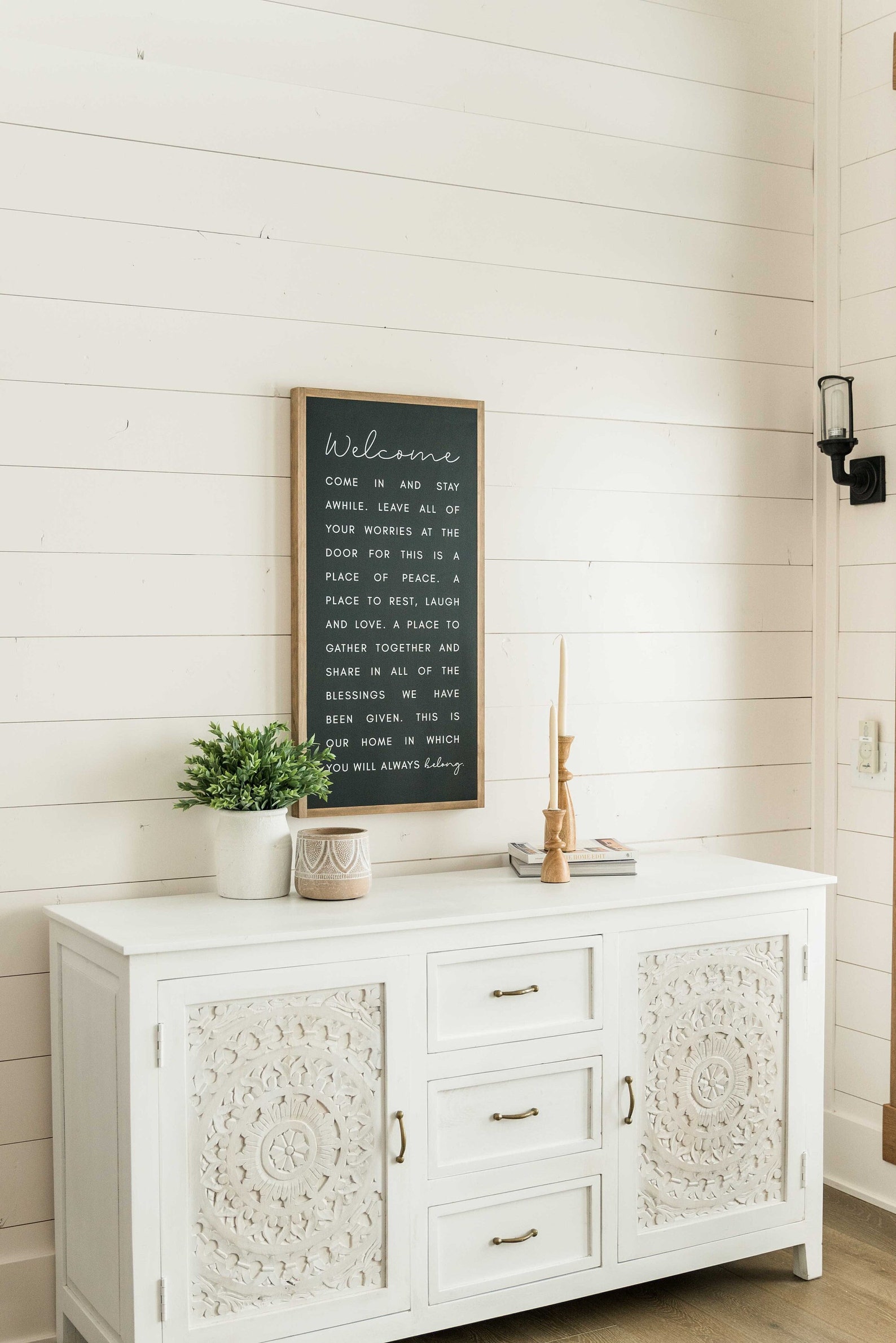 Welcome Stay Awhile Wooden Wall Art Sign - Etsy