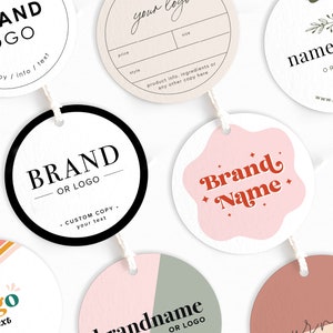 Circle Tag, Round Hang Tag, Minimalistic Tag With Your Custom Logo - Etsy