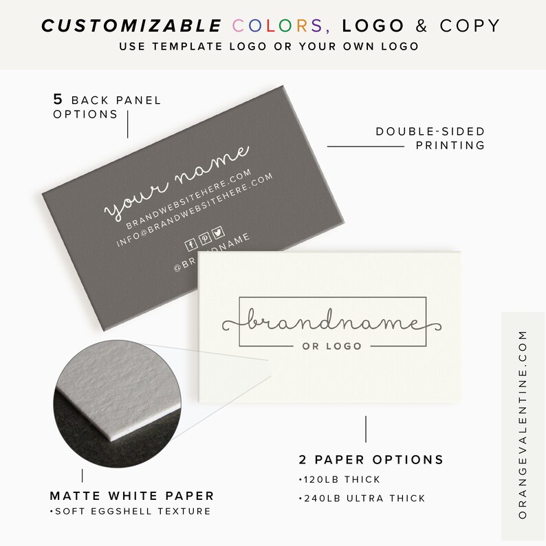 Premium Business Cards Custom Calling Card Template - Etsy